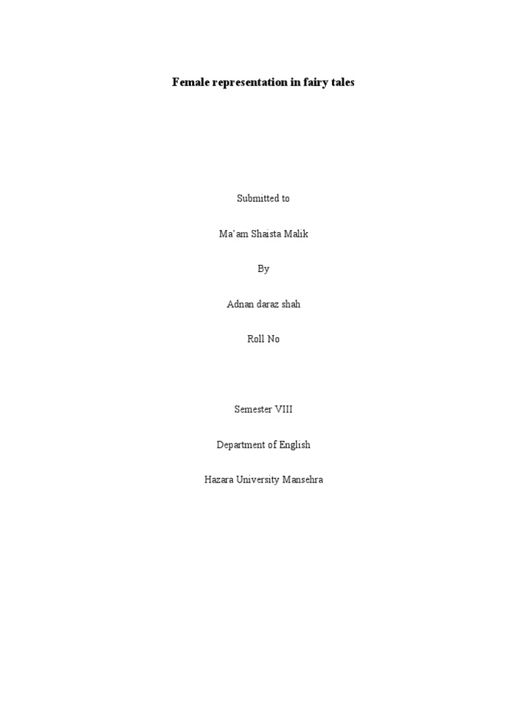 Female Representation in Fairy Tales Children Literature | PDF ...