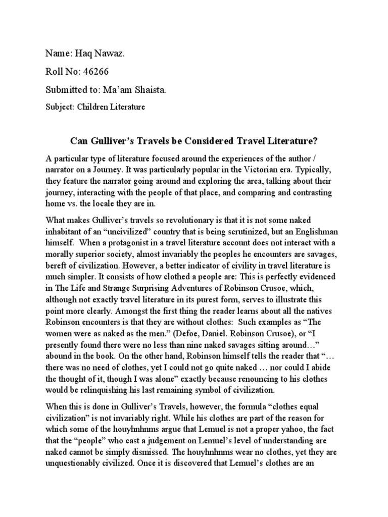 Gulliver's Travels As Travel Literature. | PDF | Gulliver's Travels ...