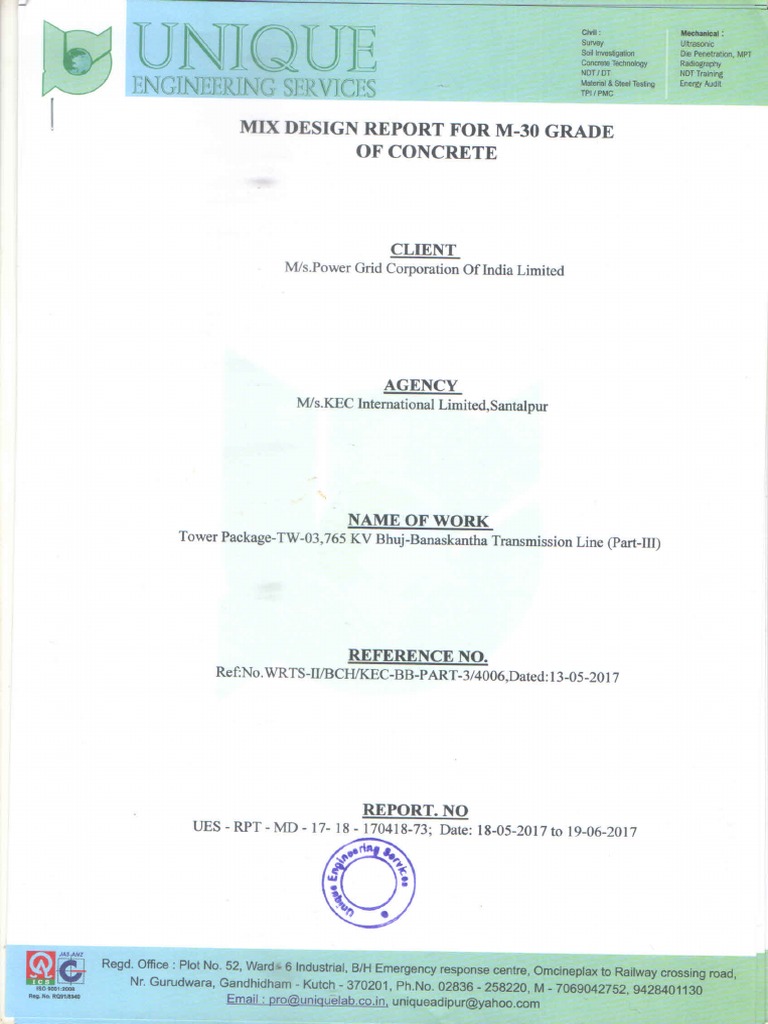 M30 Design Mix-Report | PDF