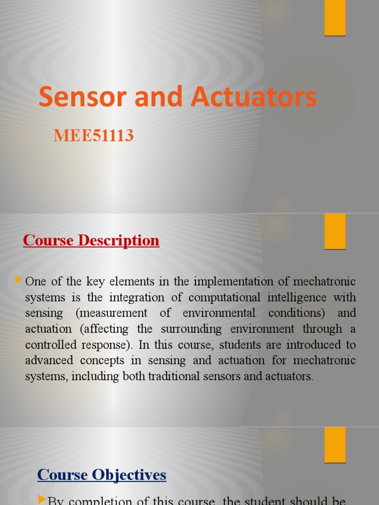 Sensor and Actuators - Lect00 | PDF | Actuator | Mechatronics