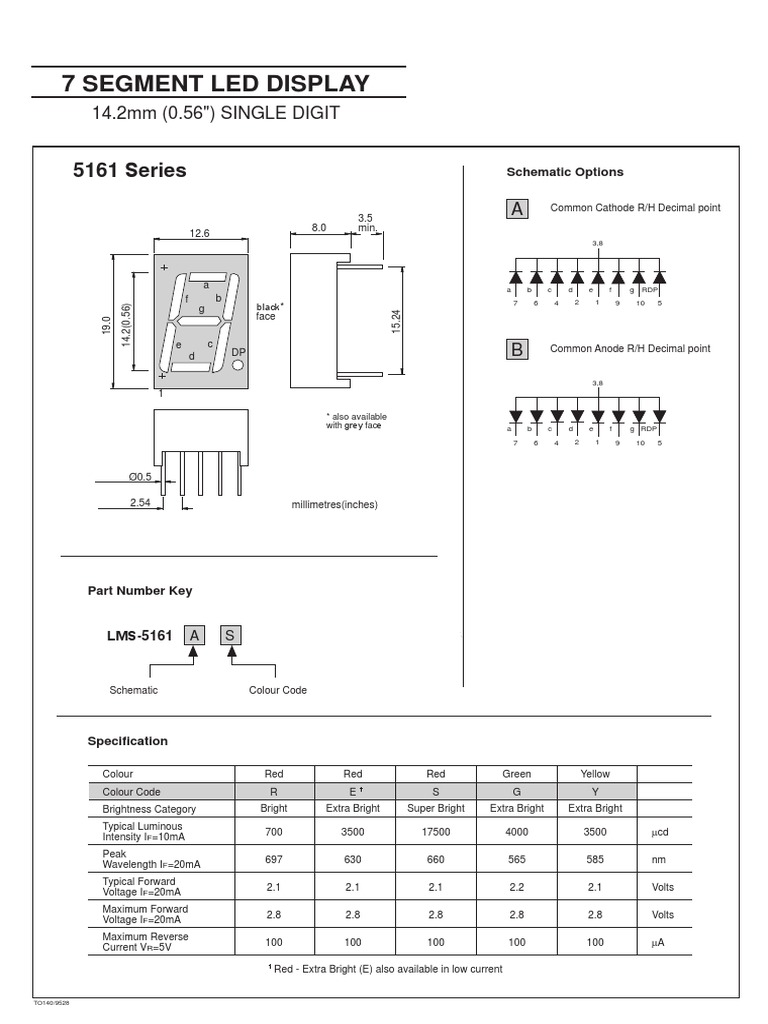 5161 Series 7 Segment LED Displays | PDF | Color | Electrical Components