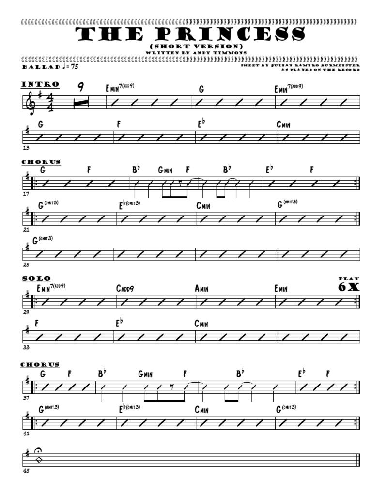 The Princess Leadsheet - Andy Timmons | PDF