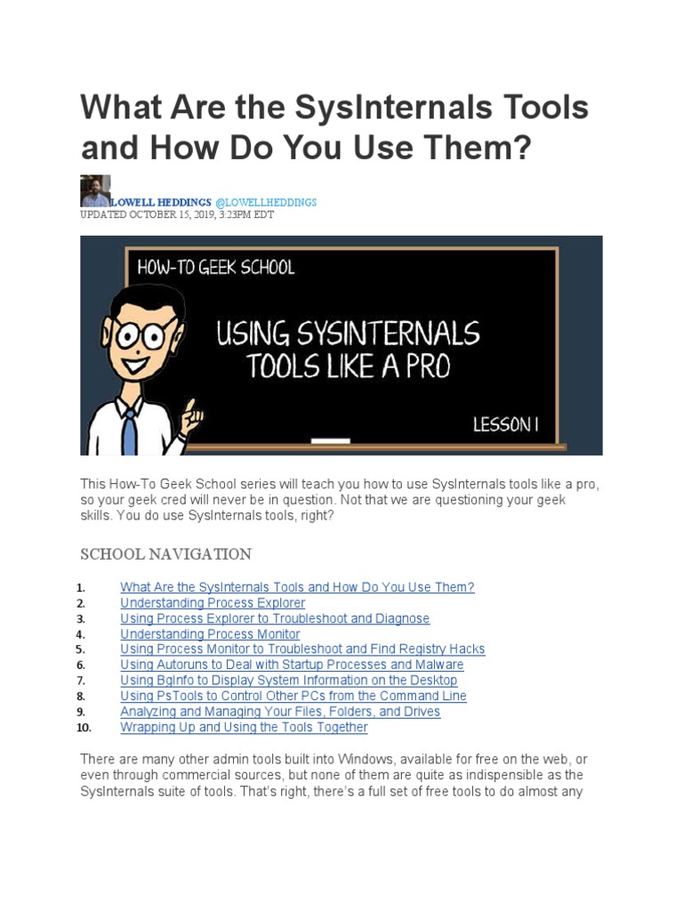 What Are The SysInternals Tools and How Do You Use Them | Download Free ...