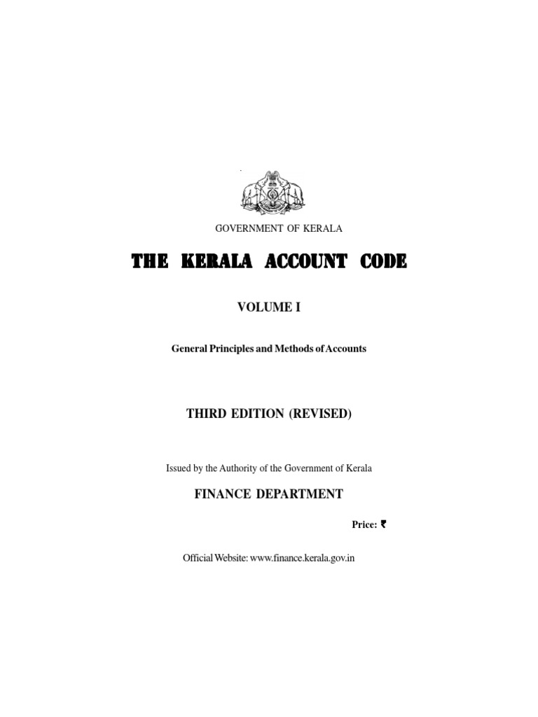 The Kerala Account Code Vol I | PDF | Financial Transaction | Banks