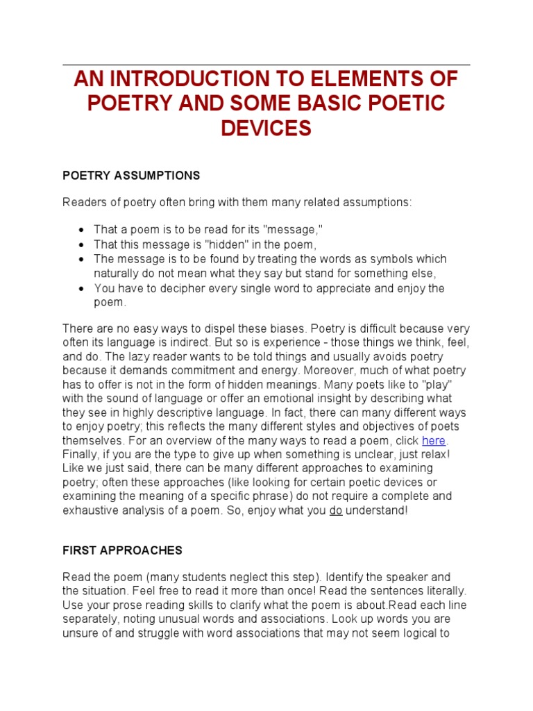Introduction to Poetry Elements | PDF | Poetry | Narration