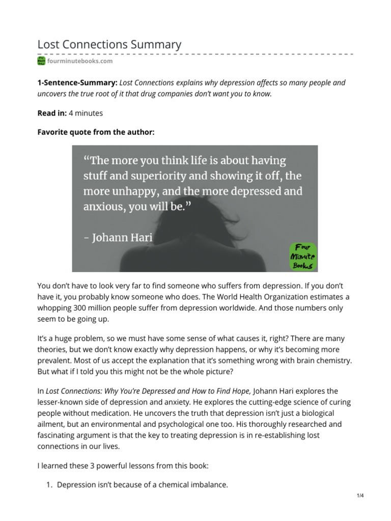 Lost Connections Summary: 1-Sentence-Summary: Lost Connections Explains ...