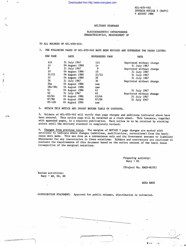 Mil STD 462 - Notice 5 | PDF