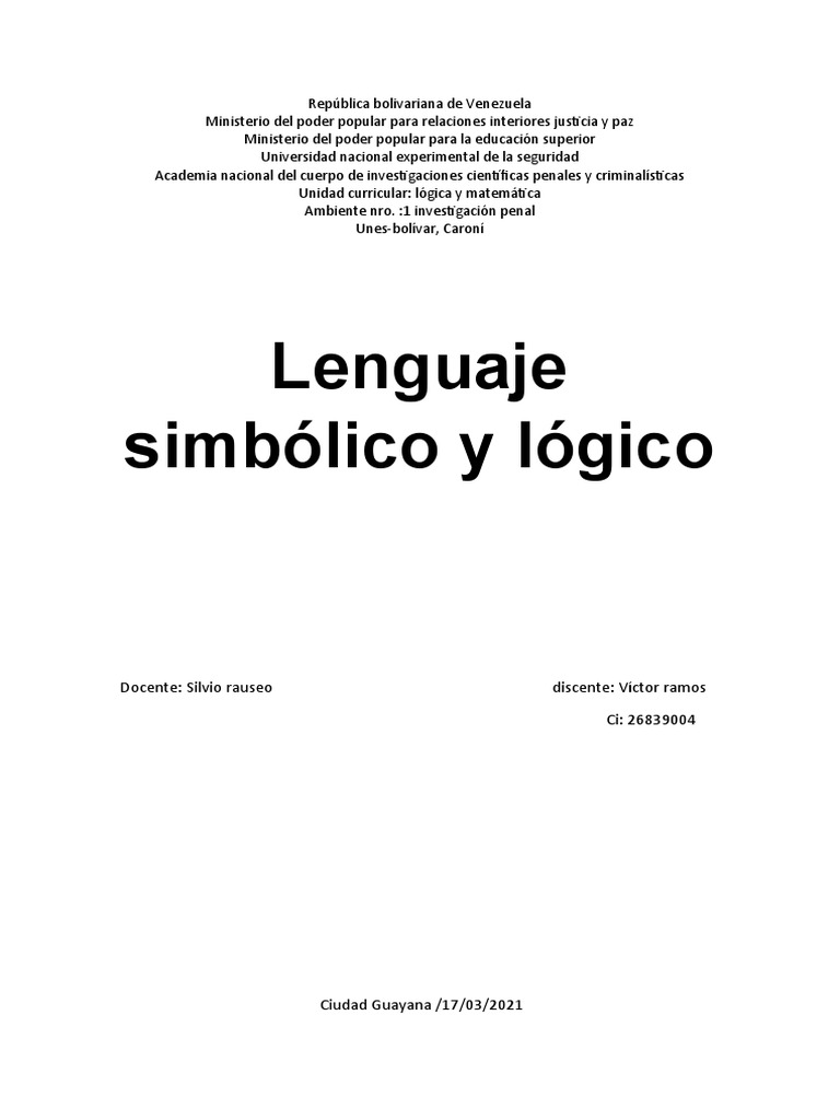 Lenguaje Simbolico y Logico | PDF | Enseñanza de matemática | Science