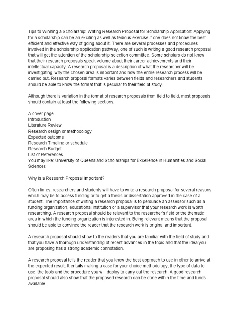 Tips To Winning A Scholarship - Writing Research Proposal For ...