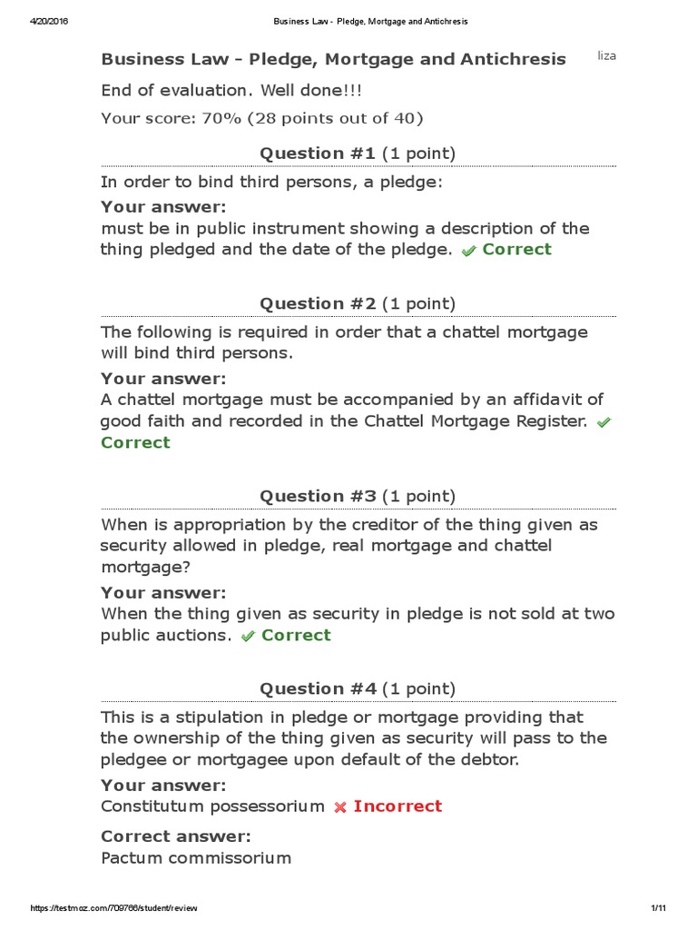 Business Law - Pledge, Mortgage and Antichresis | PDF | Mortgage Law ...