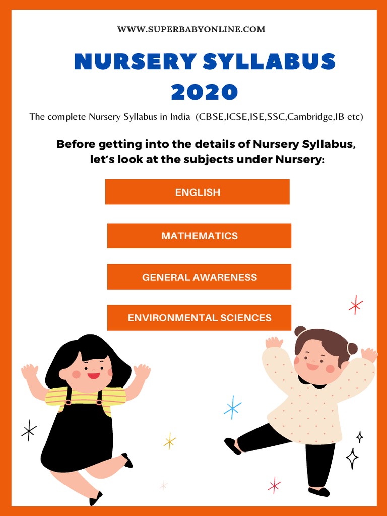 Nursery Syllabus 2020: Before Getting Into The Details of Nursery ...