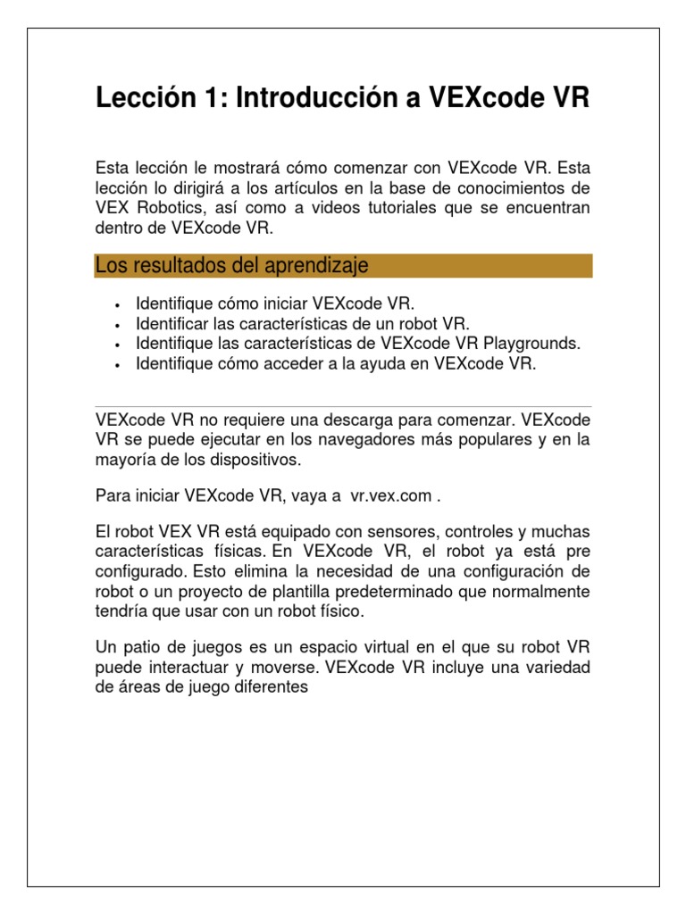 Introduccion y Fundamentos VEXCode VR | PDF | Robot | Robótica