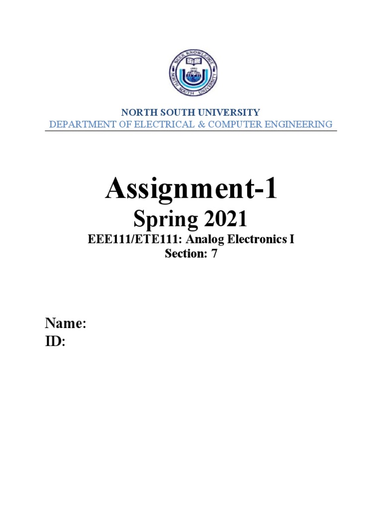 Cover Page For Assignment-1 EEE111-7 Spring21 | PDF
