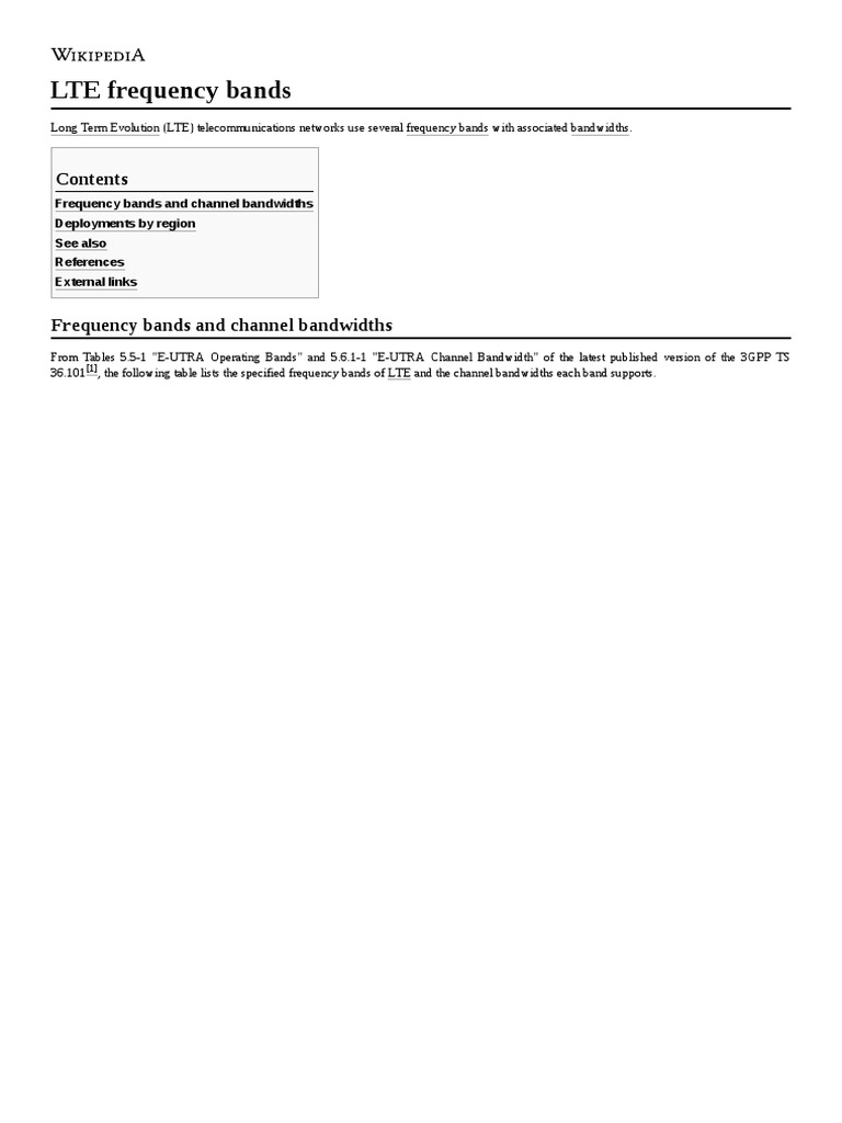 LTE Frequency Bands | PDF | Lte (Telecommunication) | Duplex ...