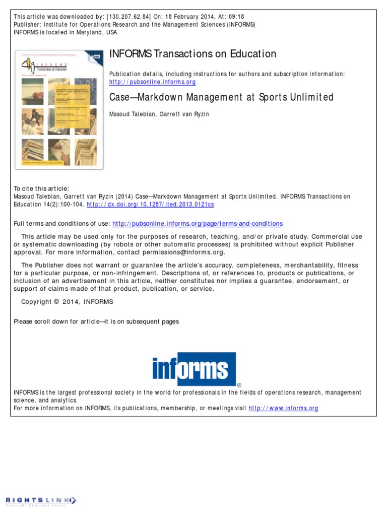 Markdown Management at Sports Unlimited | PDF | Merchandising | Point ...