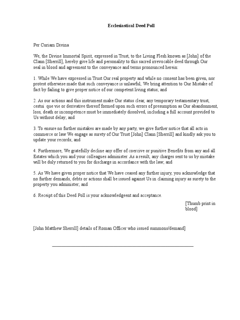 Ecclesiastical Deed Poll Overview | PDF | Politics | Law