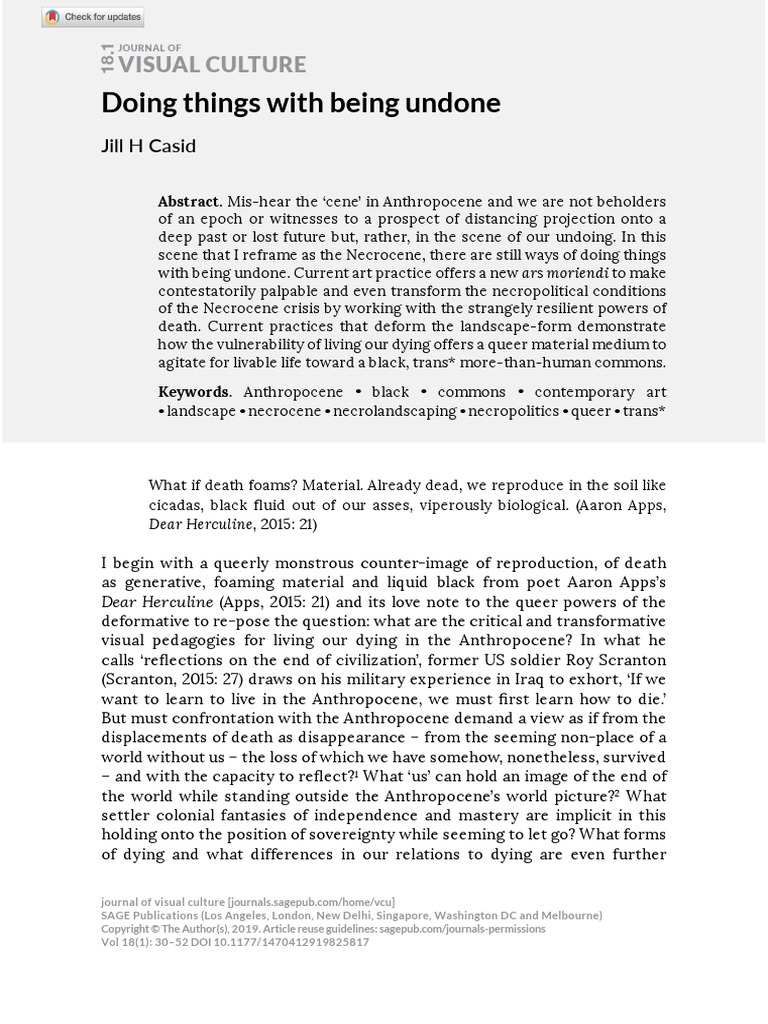 Doing Things With Being Undone: Visual Culture | PDF | Anthropocene ...
