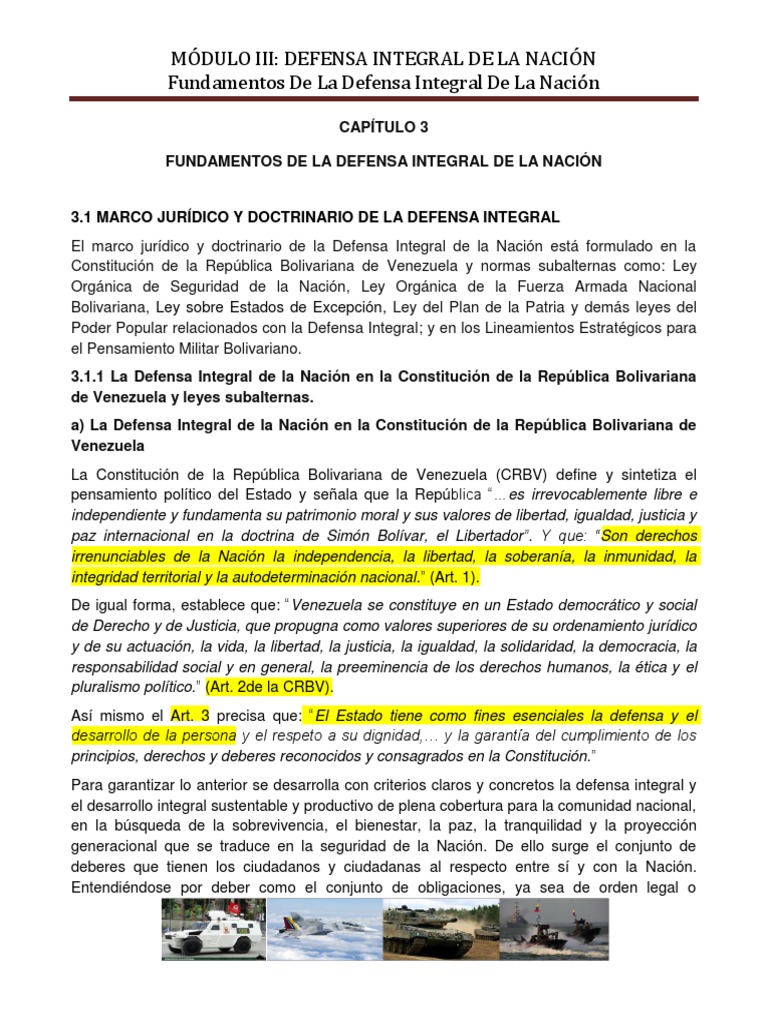 1 Fundamentos de La Defensa Integral | PDF | Nación | Estado (política)
