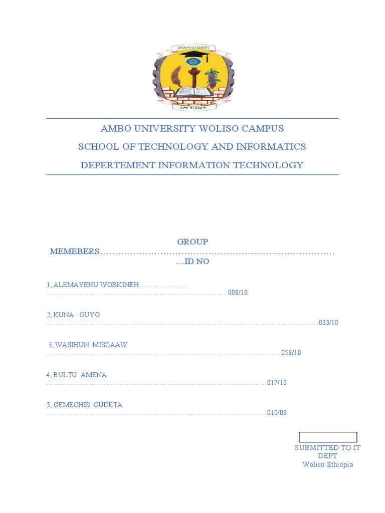Ambo University Woliso Campus School of Technology and Informatics ...