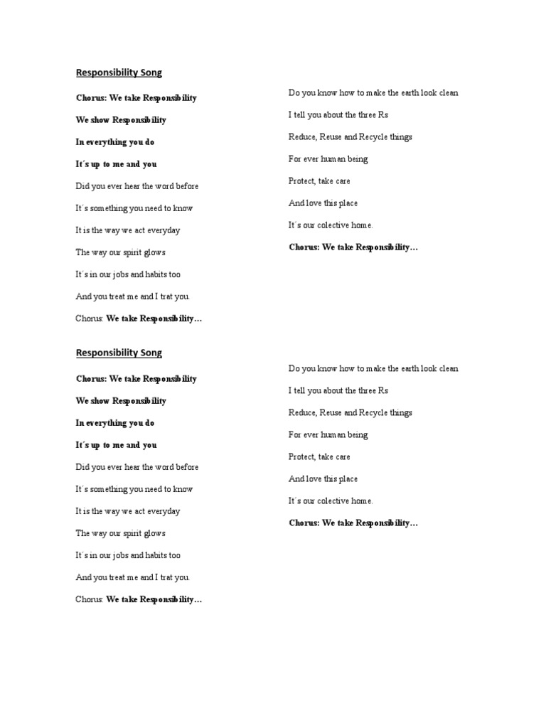 Responsibility Song | PDF