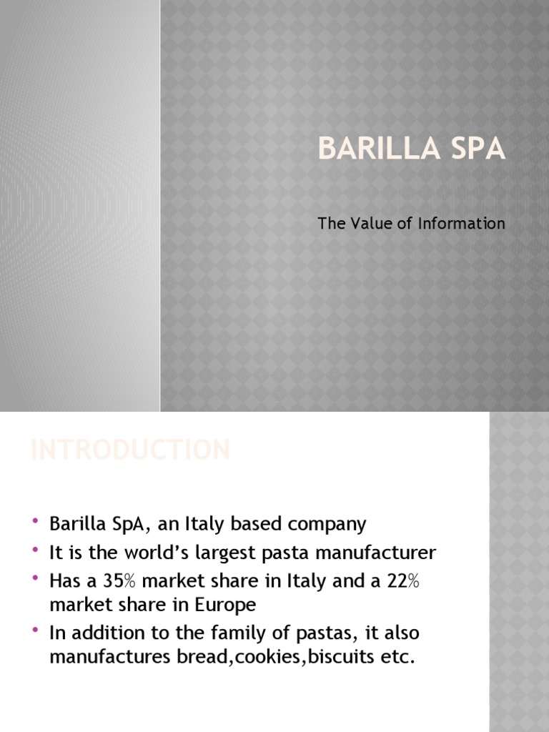 Barilla Spa: The Value of Information | PDF | Retail | Inventory