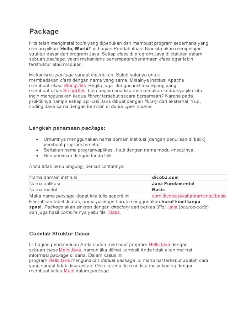 Struktur Dasar Package Java Pdf