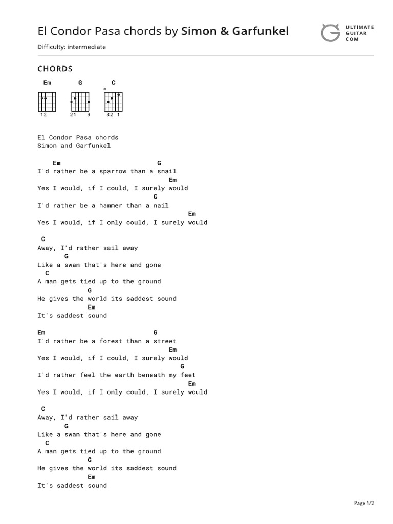El Condor Pasa Chords (Ver 2) | PDF