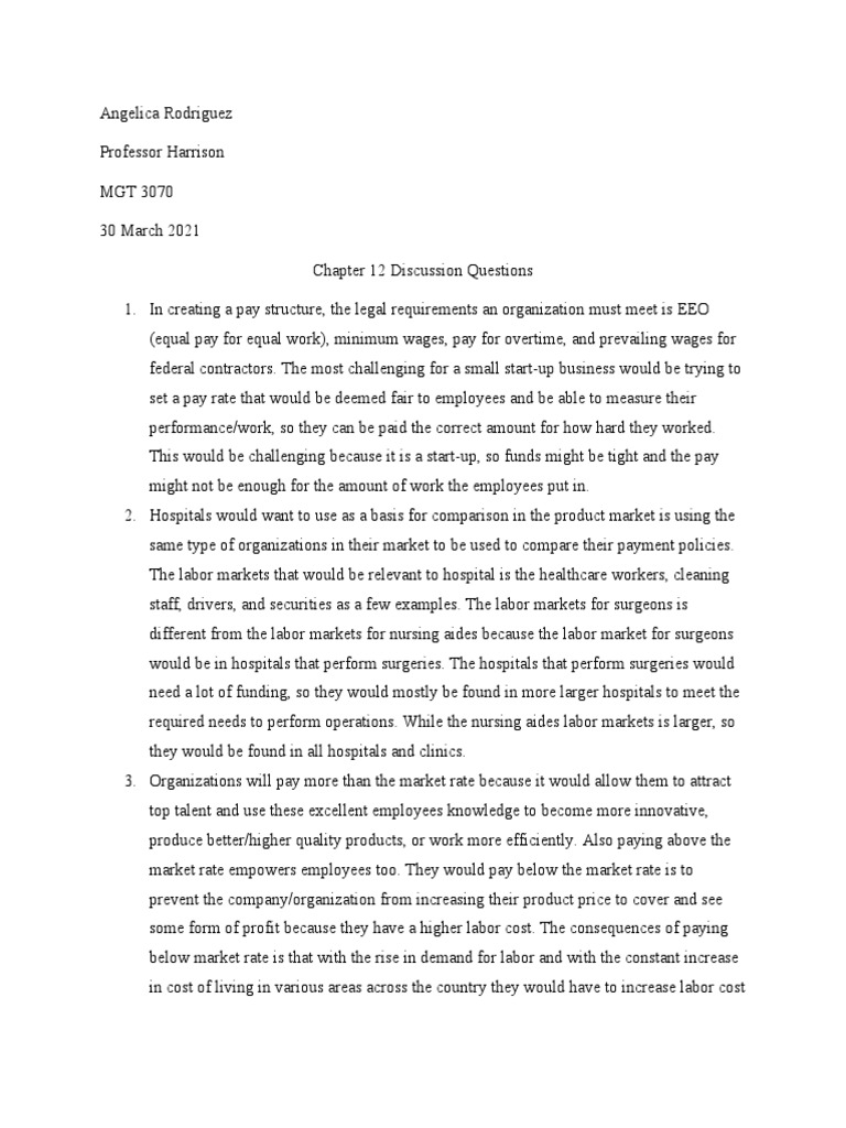 Chapter 12 Discussion Questions | PDF | Labour Economics | Employment