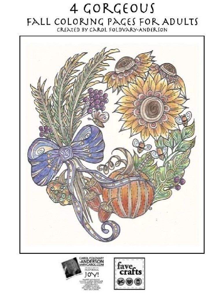 4 Gorgeous Fall Coloring Pages For Adults | PDF | Paintings | Books