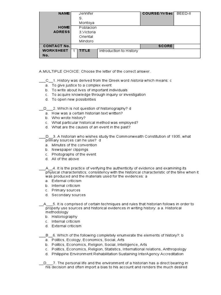 BEED-II - MONTOYA - HIST-111 - Practice-Test-for-Module-1 - Jennifer ...