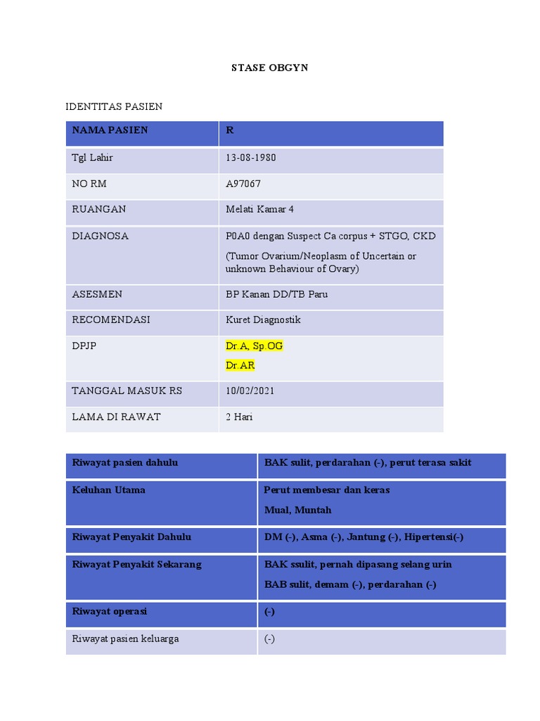 Kasus Stase Obgyn | PDF