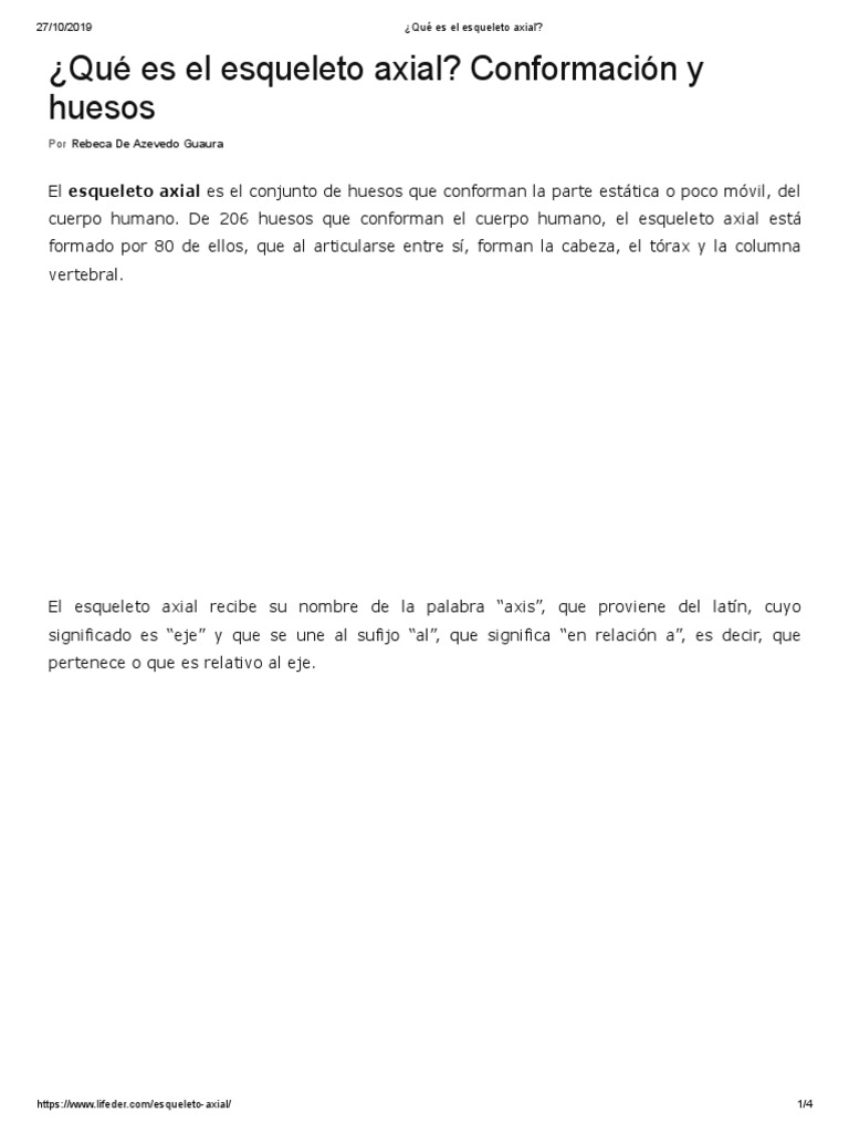 ¿Qué Es El Esqueleto Axial | PDF | Vértebra | La columna vertebral