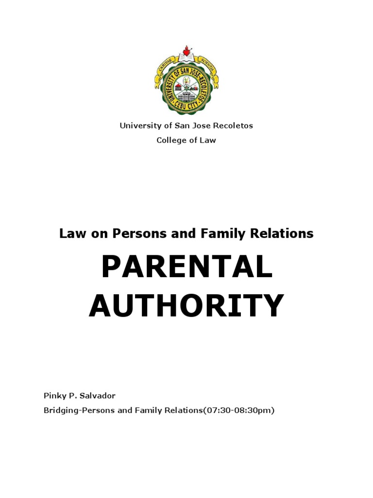 Parental Authority: Law On Persons and Family Relations | PDF | Child ...