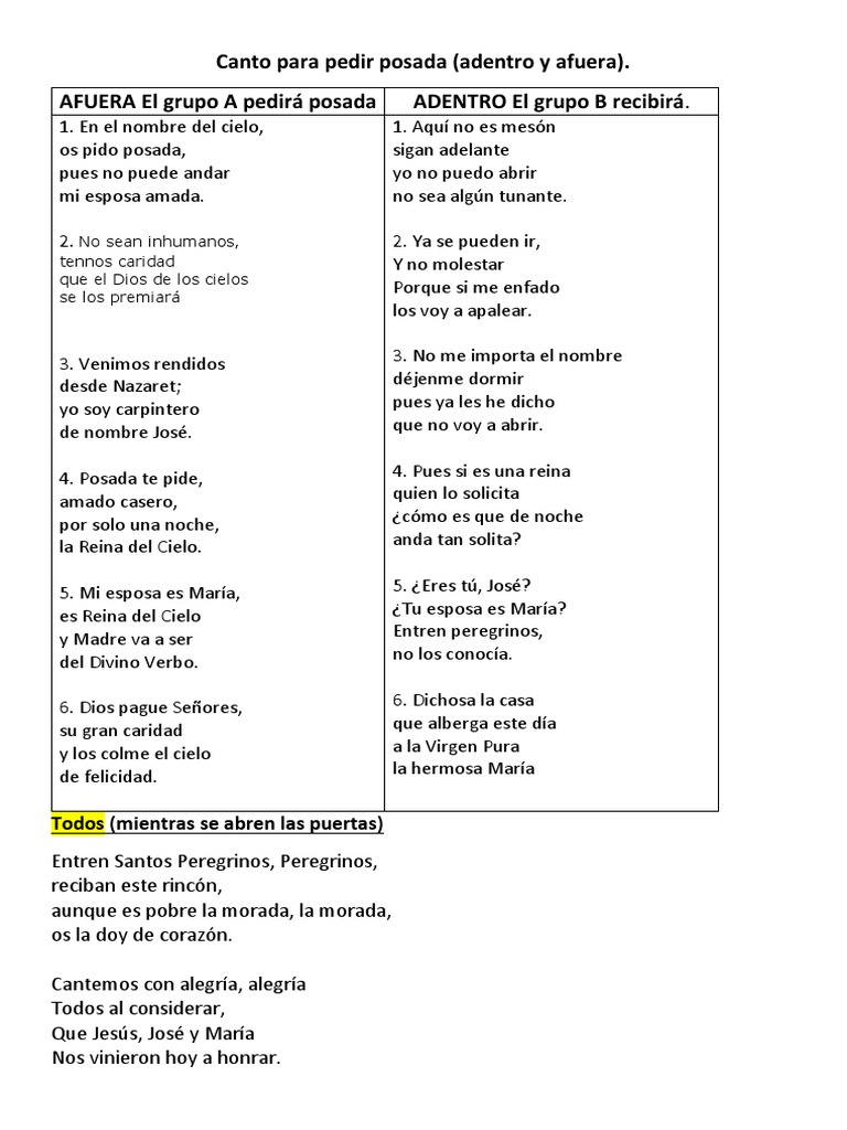 Canto para Pedir Posada | PDF