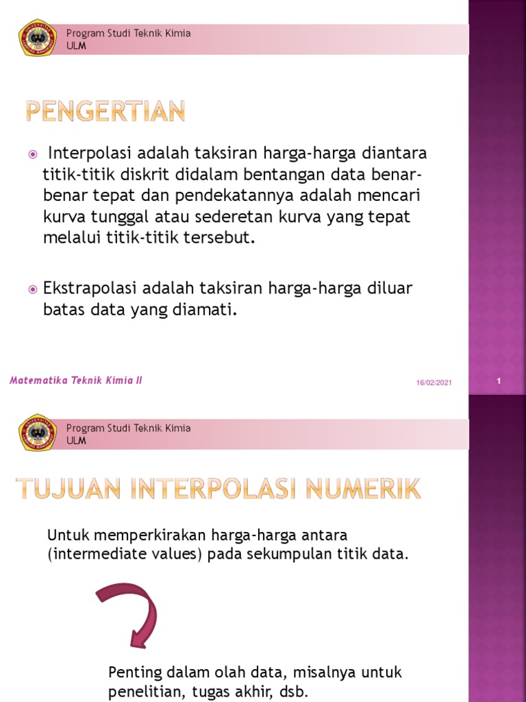 Interpolasi dan Ekstrapolasi Data Matematika | PDF