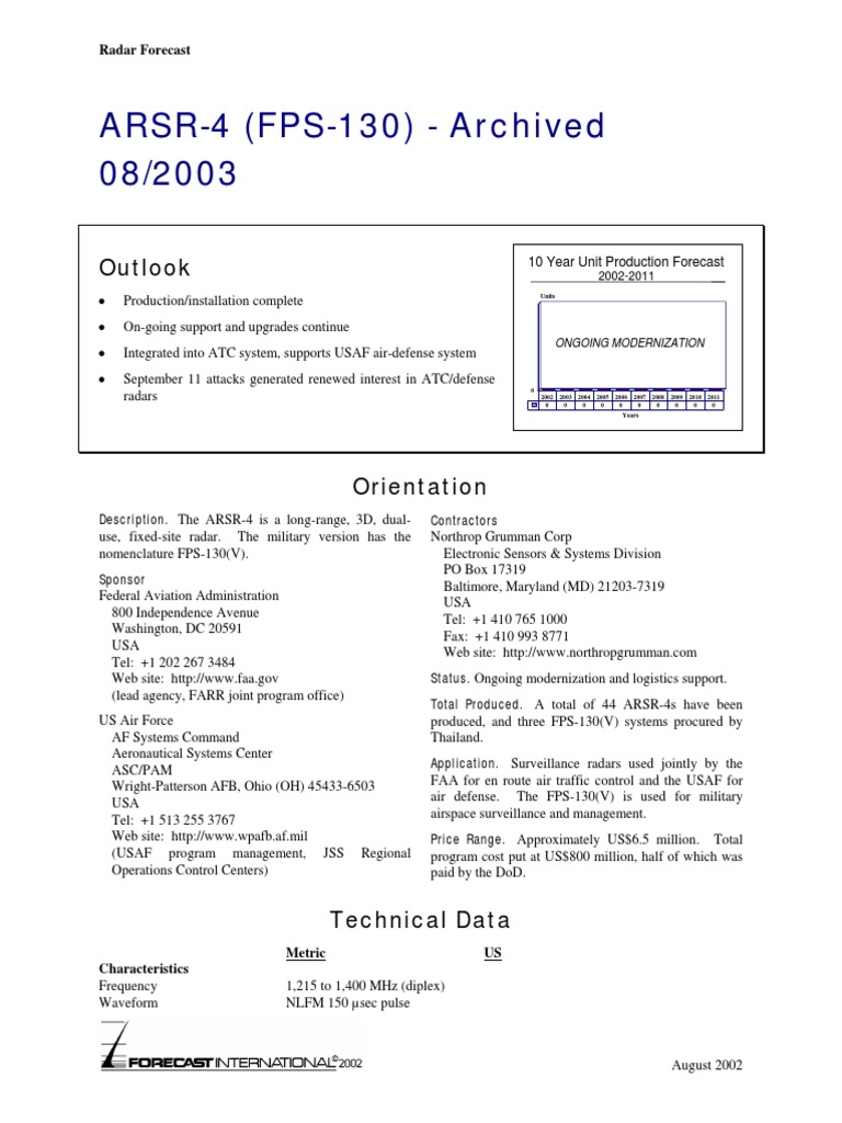 Arsr-4 (FPS-130) | PDF | Air Traffic Control | Radar