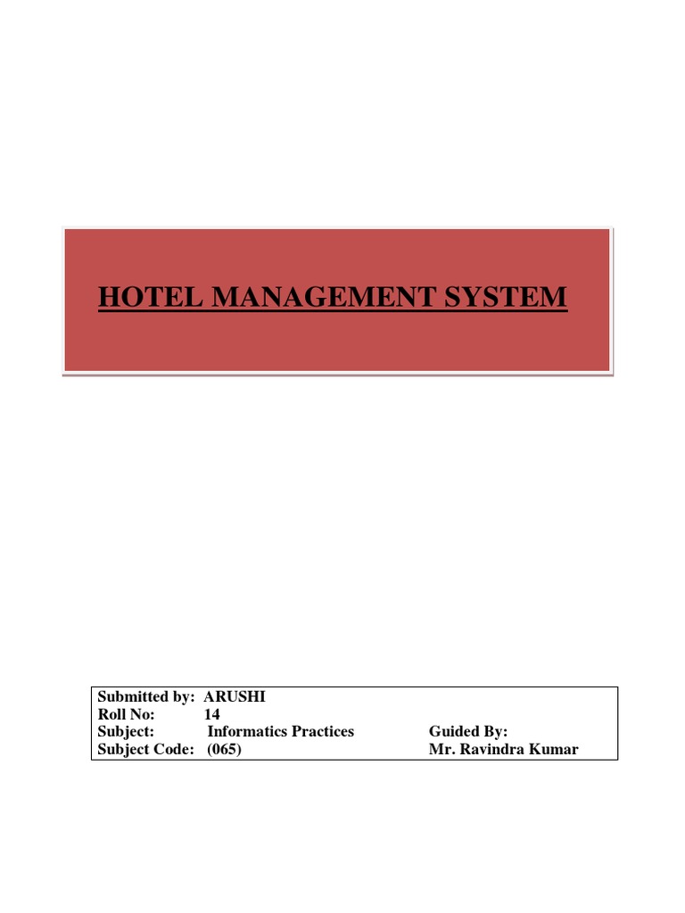 Hotel Management | PDF | System | Project Management