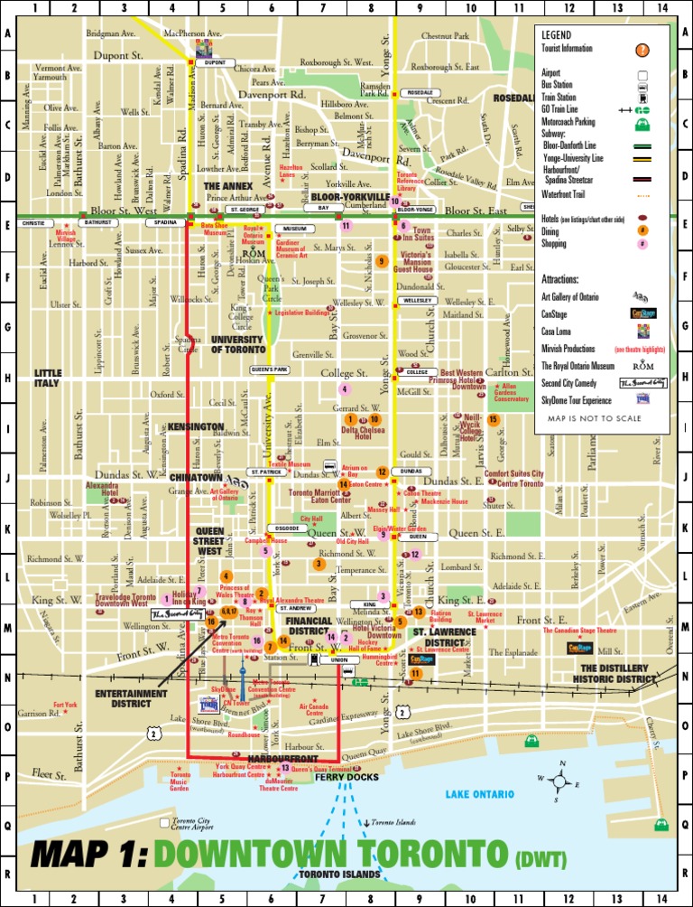 Downtown Map of Toronto | PDF | Passenger Rail Transport | Toronto