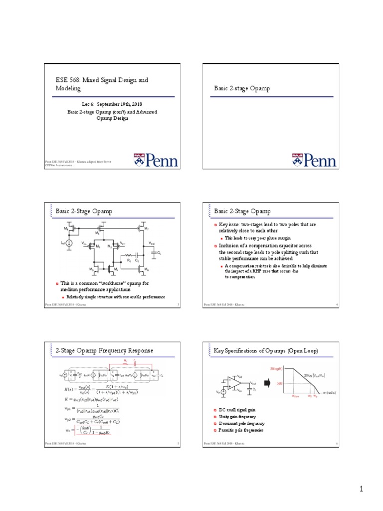 ESE 568: Mixed Signal Design and Modeling Basic 2-Stage Opamp | PDF ...
