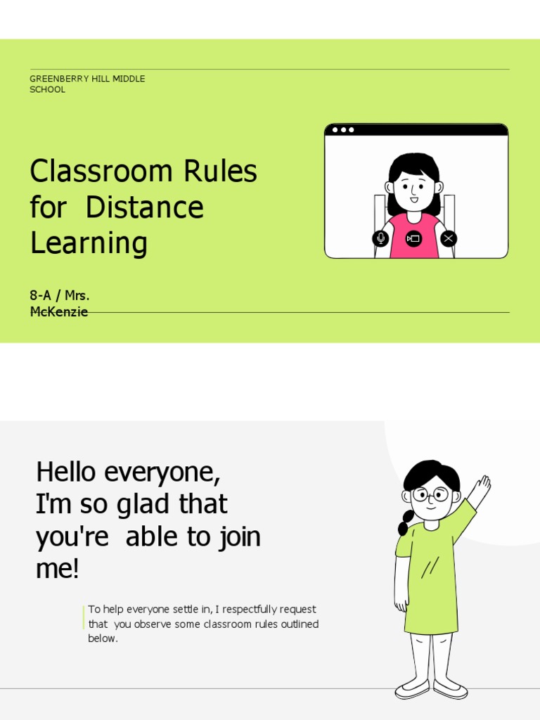 Classroom Rules For Distance Learning: 8-A / Mrs. Mckenzie | PDF ...