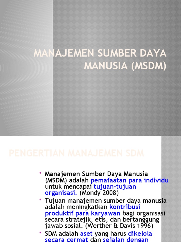 Manajemen Sumber Daya Manusia (MSDM) 1 | PDF