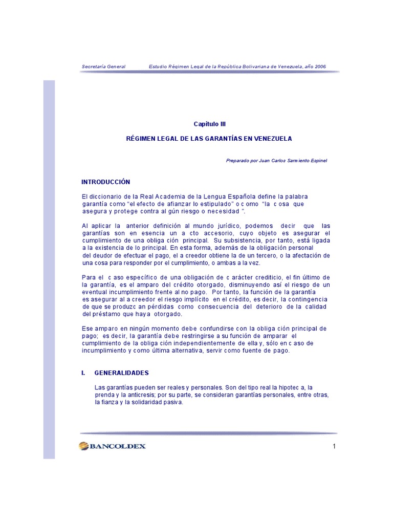 278 Regimen Venezuela Cap3 Garantias | PDF | Pagos | Ley de fideicomiso