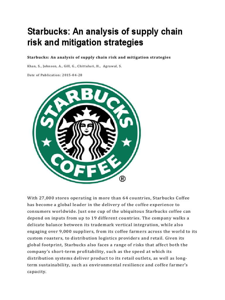 Starbucks - An Analysis of Supply Chain Risk and Mitigation Strategies ...
