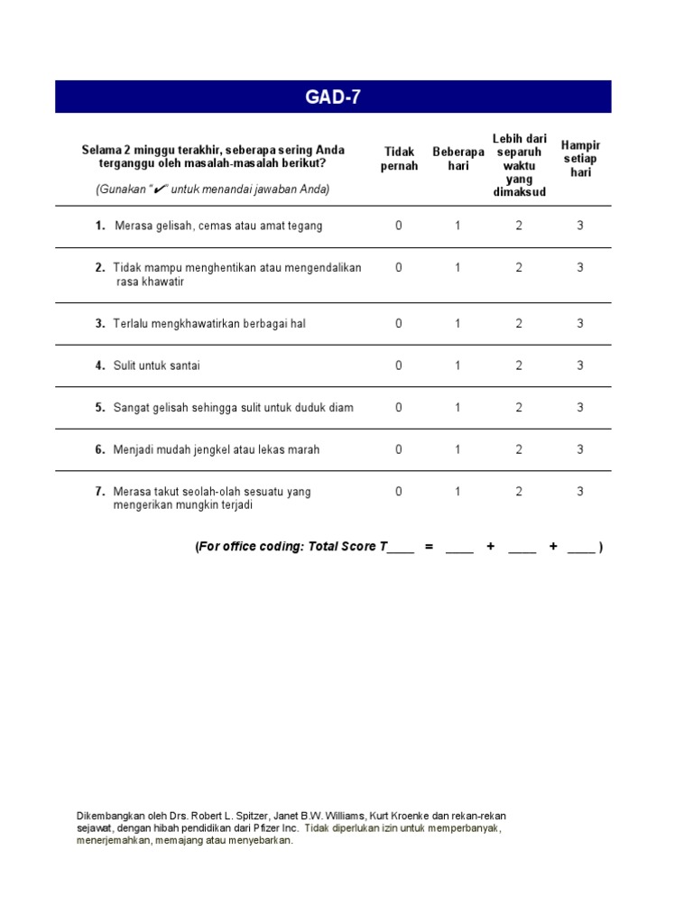 GAD 7 Indonesia | PDF