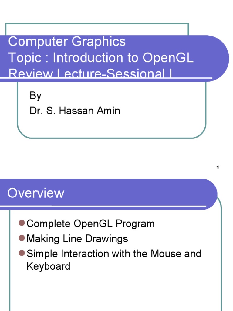 Computer Graphics Topic: Introduction To Opengl Review Lecture-Sessional I | PDF | Button ...