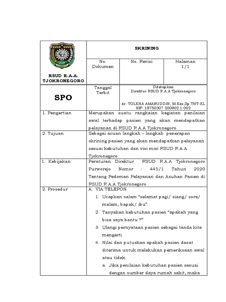 Sop Skrining Igd | PDF | Sains & Matematika