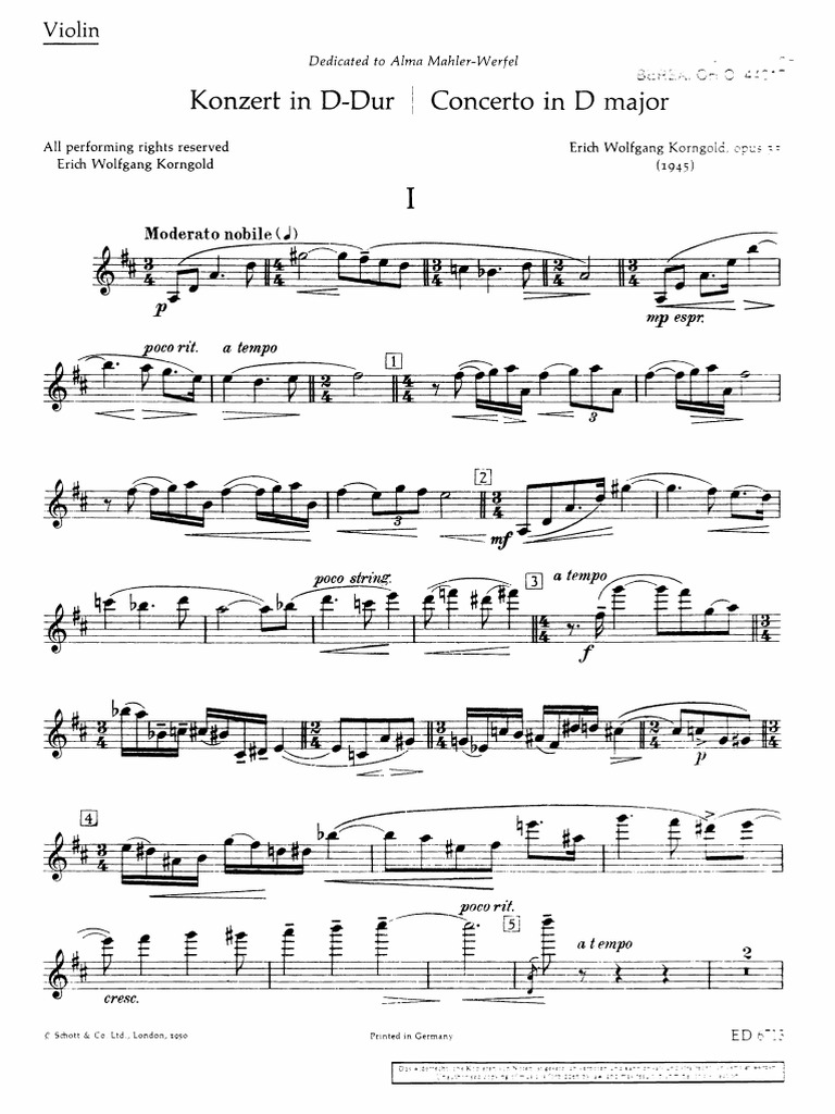 Korngold Violin Concerto | PDF