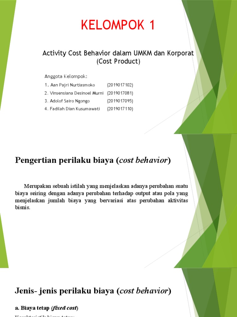 Activity Cost Behavior Dalam UMKM Dan Korporat (Cost Product) | PDF