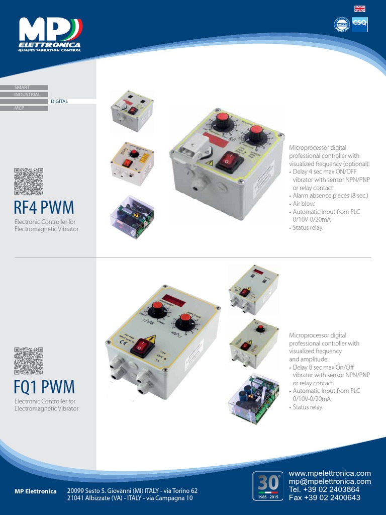 Digital Controllers for Electromagnetic Vibrators: RF4 PWM and FQ1 PWM Models | PDF | Frequency ...