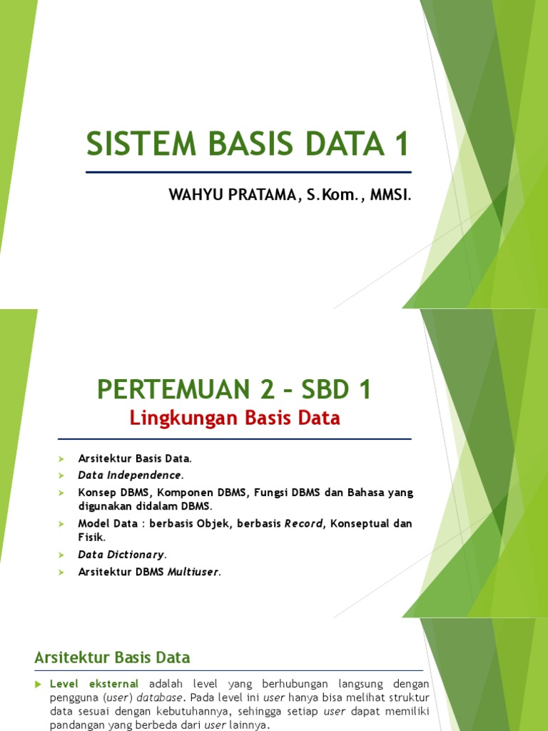 SBD 1 Pertemuan 2 - Lingkungan Basis Data | PDF